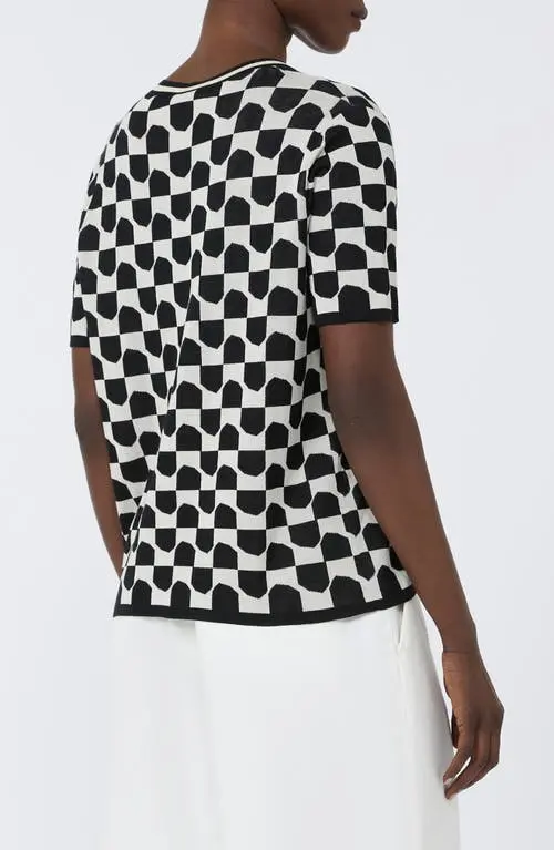 Max Mara Geometric Jacquard Cotton Blend Crewneck Sweater
