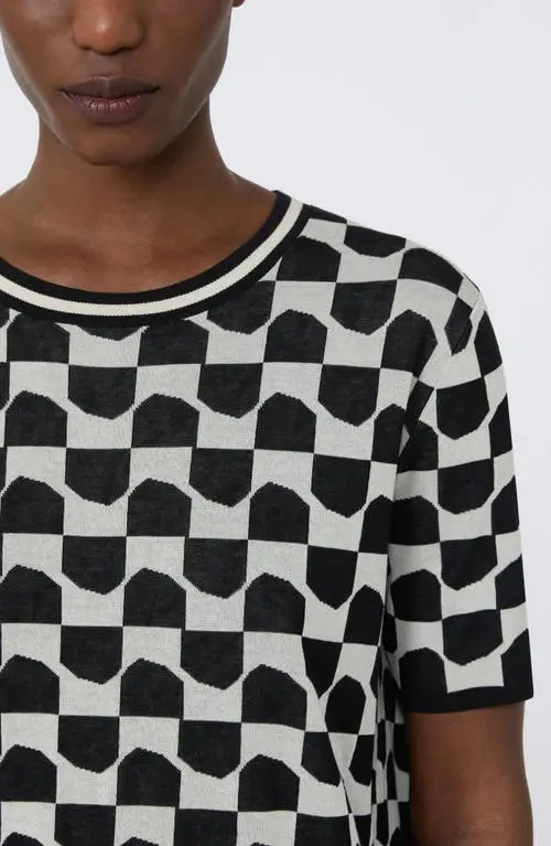 Max Mara Geometric Jacquard Cotton Blend Crewneck Sweater