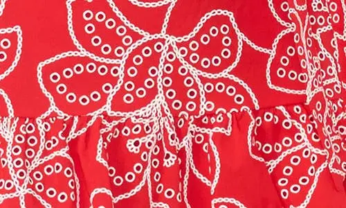 CECE DUPRAZ Tie Waist Cotton Mini Dress With Eyelet Detail