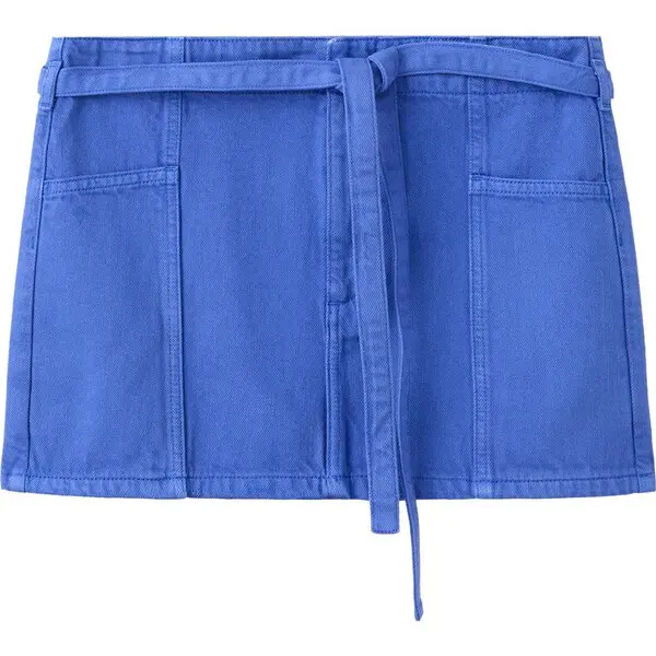 Mango Denim Mini Skirt With Tie Belt - Blue