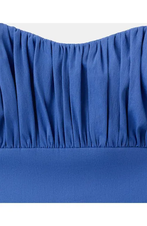 Mango Strapless Sweetheart Ruched Cotton Blend Dress