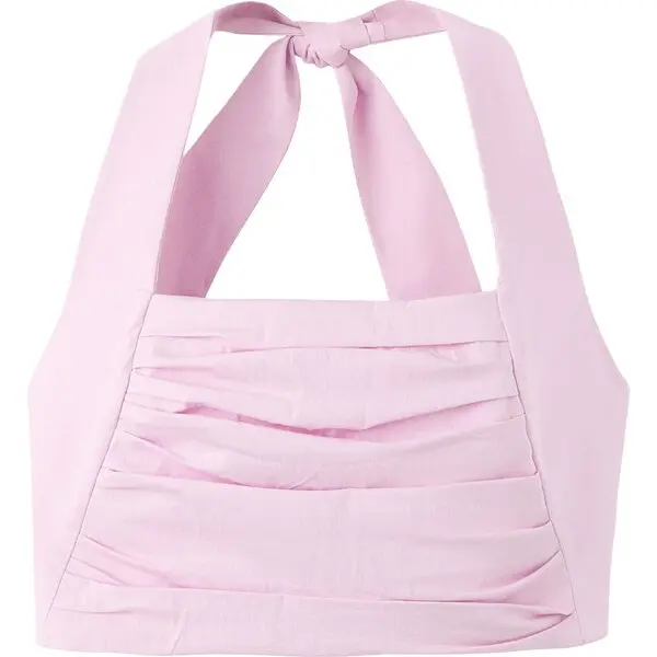 Mango Kasha Sleeveless Halter Neck Cropped Top - Light/pastel Purple