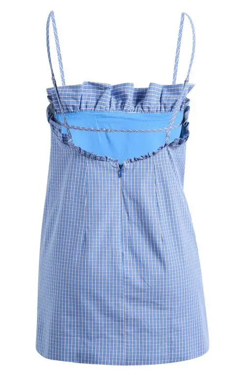 Mango Ruffled Plaid Cotton Mini Dress