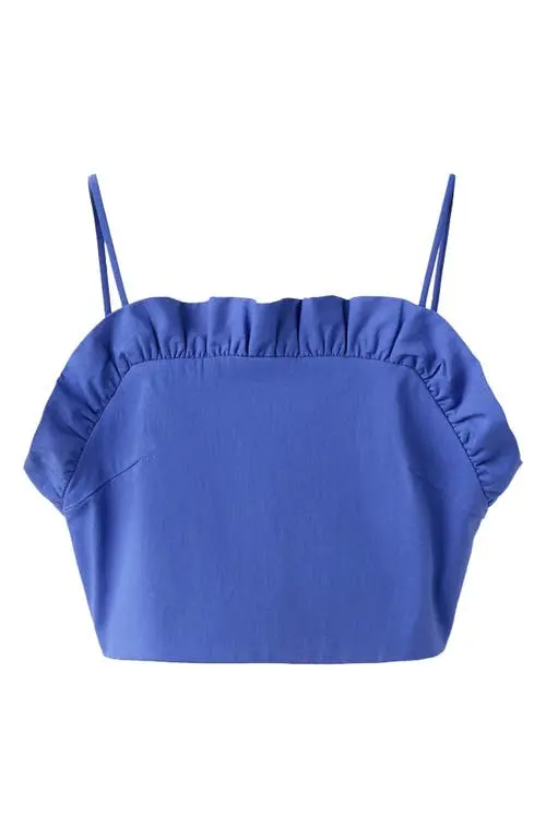 Mango Frill Detail Cotton Blend Crop Top