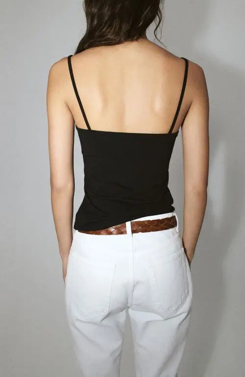 Mango Mimi V-neck Spaghetti Strap Top - Black