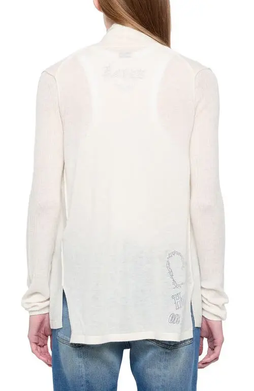 Zadig&Voltaire Robyn Beaded Heart Cashmere Cardigan - Vanille
