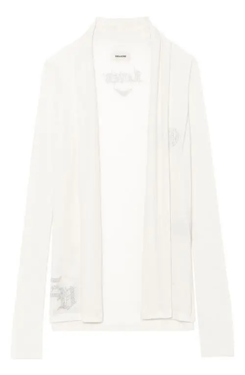 Zadig&Voltaire Robyn Beaded Heart Cashmere Cardigan - Vanille