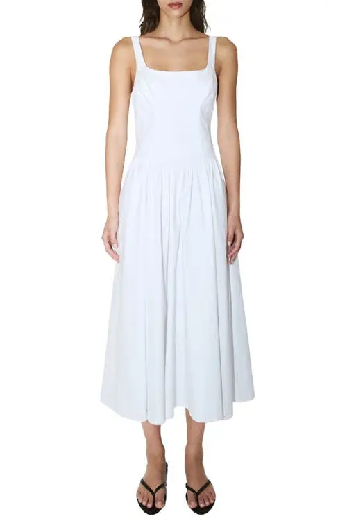Mango Cotton Blend Square Neck Dress With Cutout Back