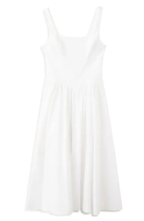 Mango Cotton Blend Square Neck Dress With Cutout Back