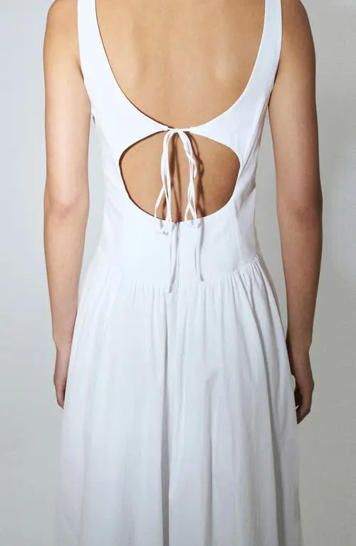 Mango Cotton Blend Square Neck Dress With Cutout Back