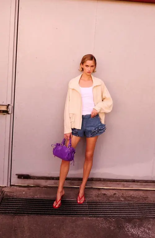 Mango Agata Denim Shorts With Ruffle Detail