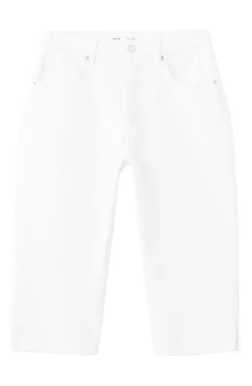 Mango Straight Leg Capri Jeans With Side-slit Hems