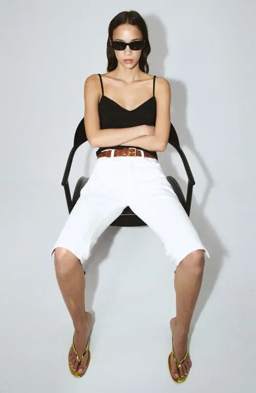 Mango Straight Leg Capri Jeans With Side-slit Hems