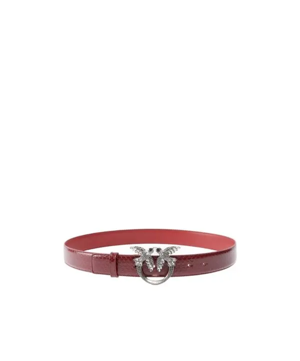 Pinko Galleria 3-cm Belt In Glossy Python Skin - Red