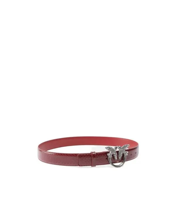 Pinko Galleria 3-cm Belt In Glossy Python Skin - Red