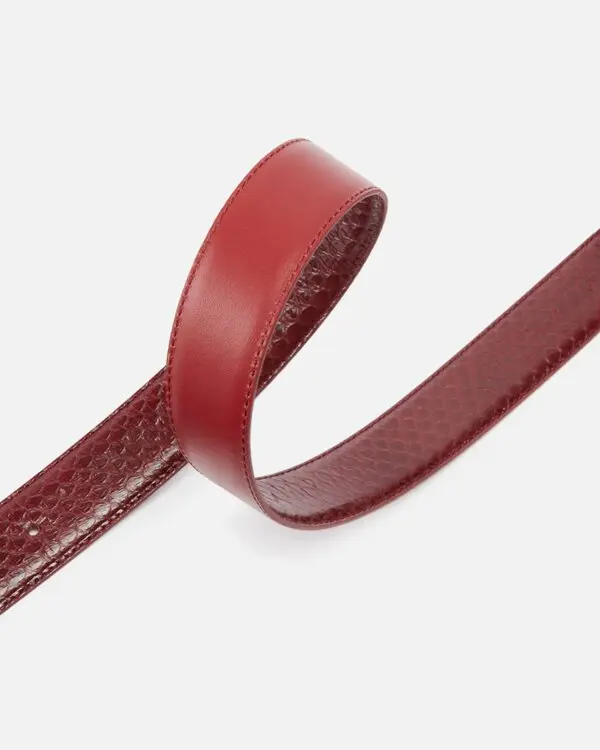 Pinko Galleria 3-cm Belt In Glossy Python Skin - Red