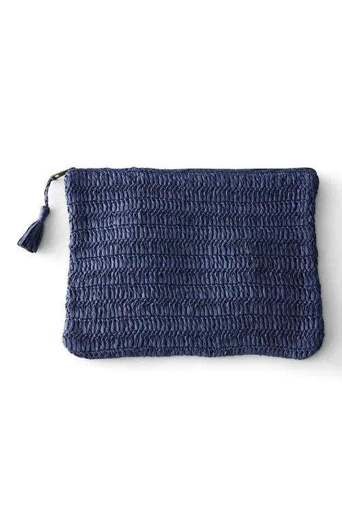 HAVEN WELL WITHIN Straw Clutch - Navy