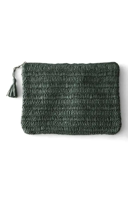 HAVEN WELL WITHIN Straw Clutch - Olive