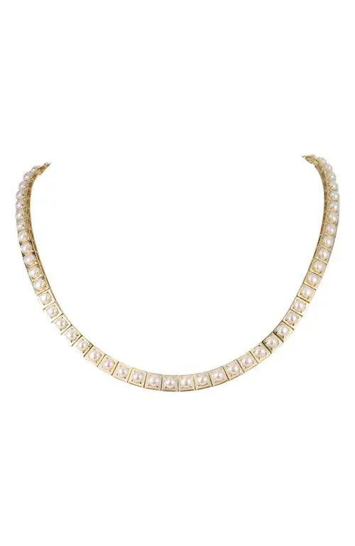 TYPE JEWELRY Cultured Pearl Tennis Necklace In 14k Gold - White