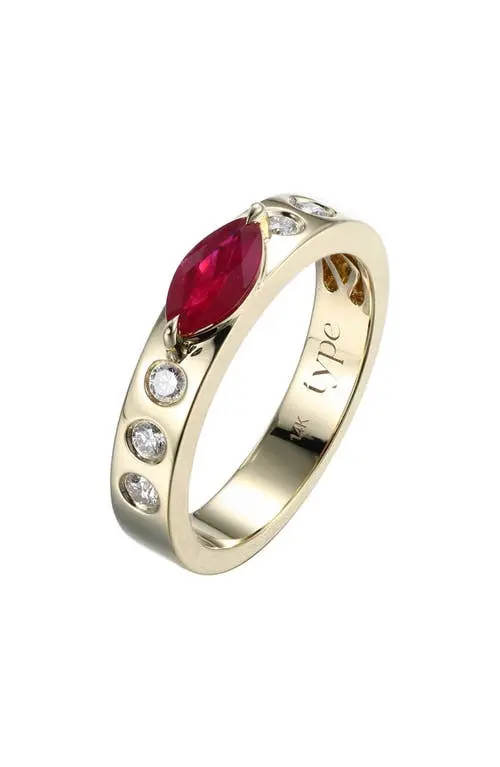 TYPE JEWELRY Marquise Ruby And Diamond Ring - Red