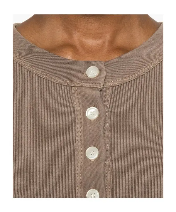 Citizens Of Humanity Varra Henley Ribbed-knit Top - Brown