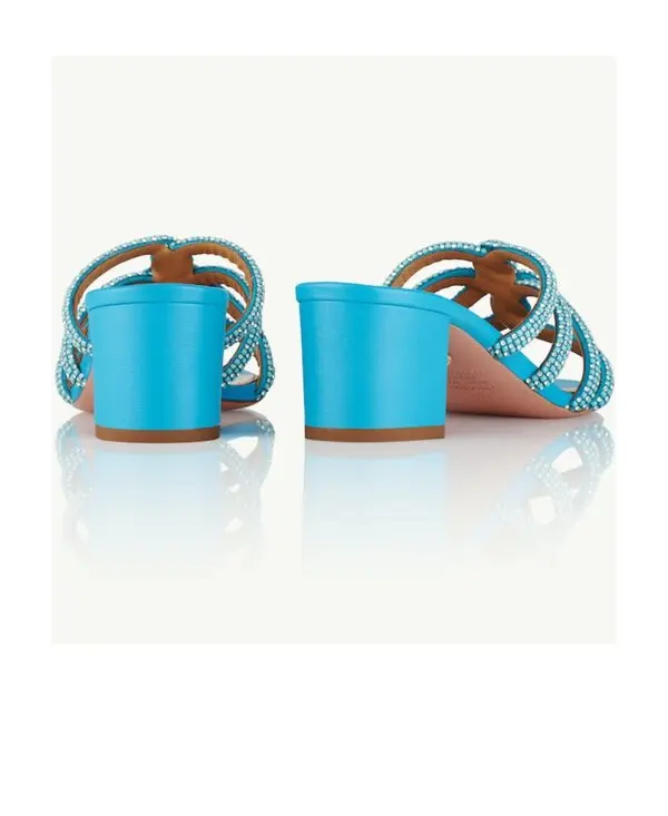 AQUAZZURA 60mm Crystal-embellished Leather Mules