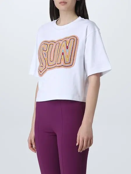 Sportmax Cropped T-shirt With Crochet Embroidery - Multicolor