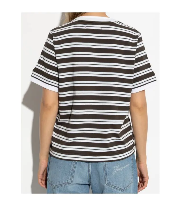 SAMSOE SAMSOE Embroidered Logo Striped T-shirt