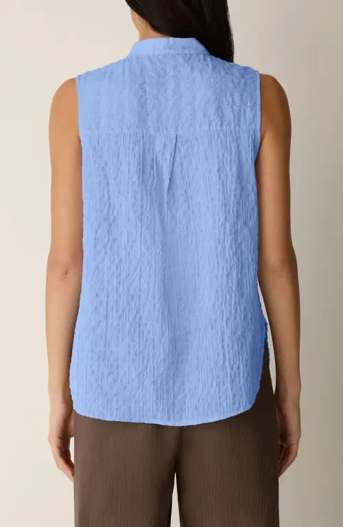 Eileen Fisher Mandarin Collar Sleeveless Button-up Shirt
