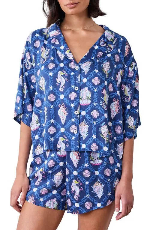 PRINTFRESH Sweet Dreams Satin Short Pajamas - Navy