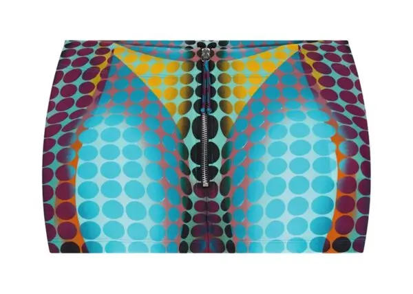 JEAN PAUL GAULTIER Printed Mini Skirt With Zip Closure - Blue Purple Yellow