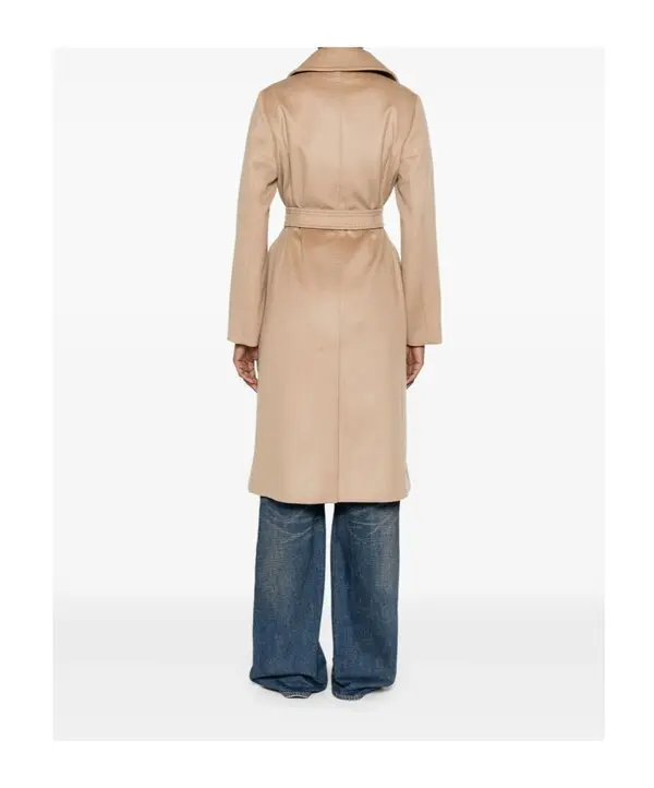 Max Mara Long Sleeve Belted Coat - Nude