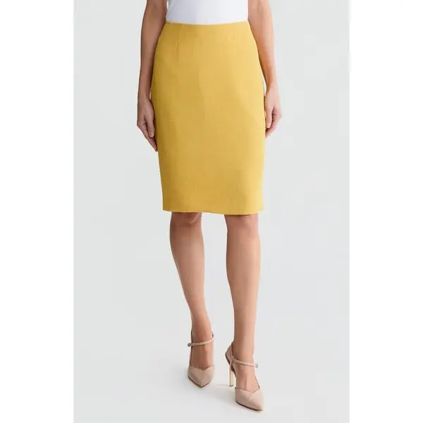 KASPER Pebble Crepe Slim Skirt - Butterscotch