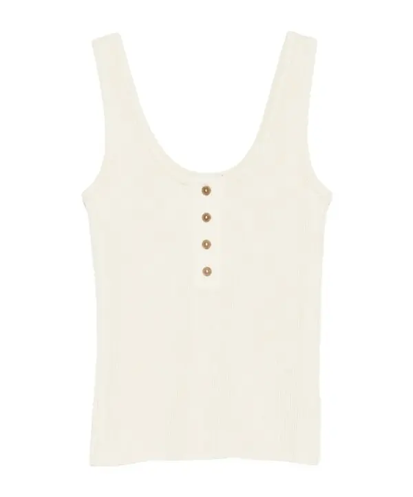 Vince Sleeveless Ribbed Knit Button Detailed Top