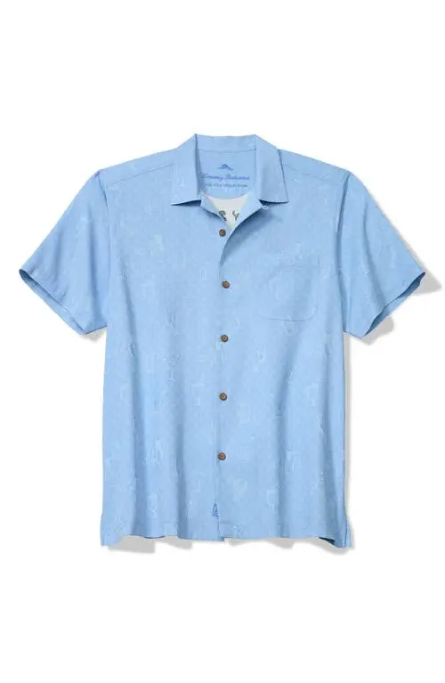 Tommy Bahama Drinks Well With Others Embroidered Silk Camp Shirt