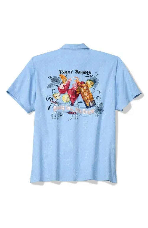 Tommy Bahama Drinks Well With Others Embroidered Silk Camp Shirt