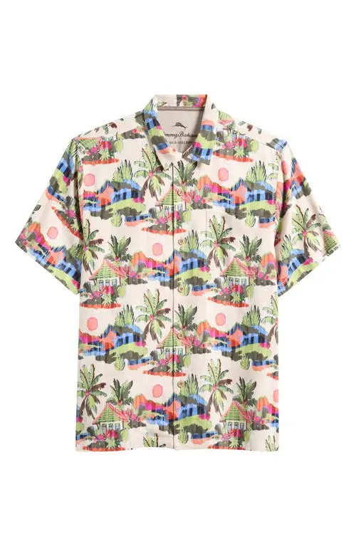 Tommy Bahama Cabana Skies Short Sleeve Silk Button-up Shirt - Palm Moss