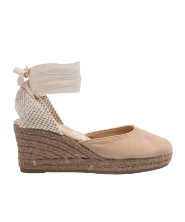 Manebí Hamptons Ankle Strap Wedge Espadrille - Nude