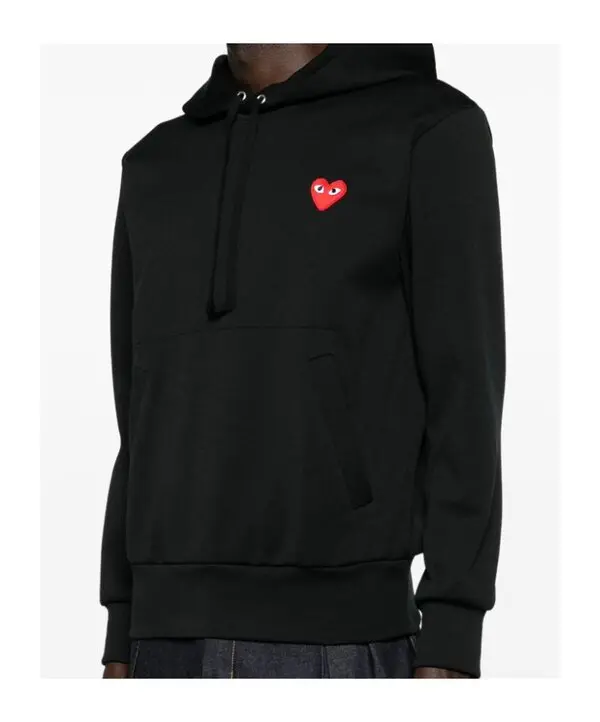 Comme Des Garçons Heart Patch Hooded Sweatshirt
