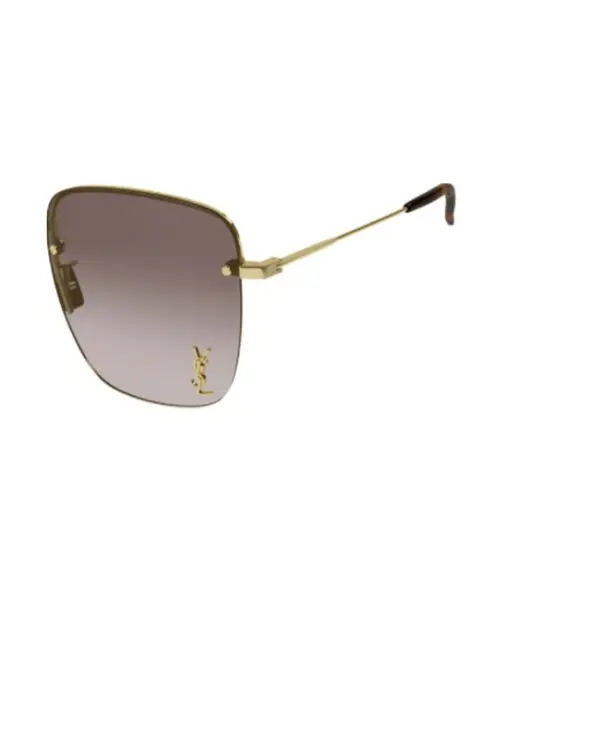 Saint Laurent Geometric Frame Logo Sunglasses - Gold