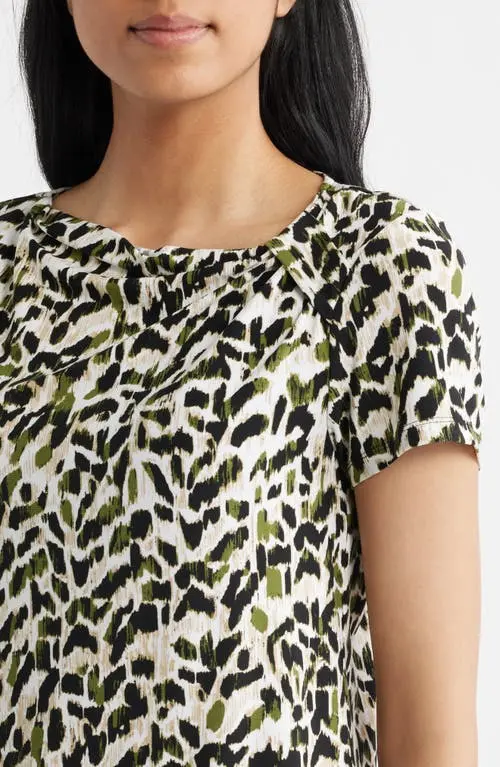 Anne Klein Asymmetrical Neck Printed Top