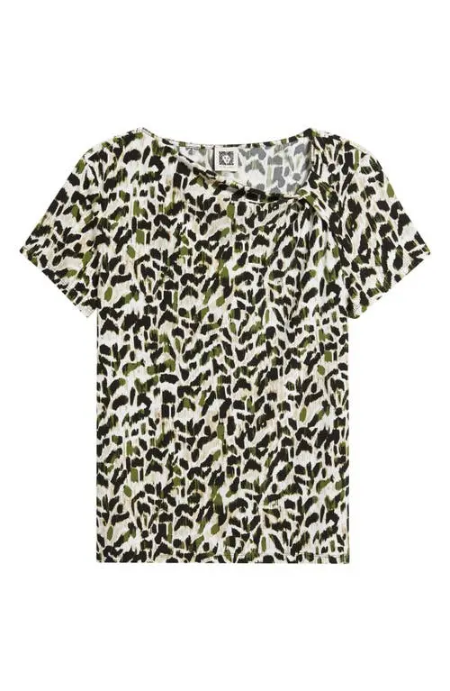 Anne Klein Asymmetrical Neck Printed Top