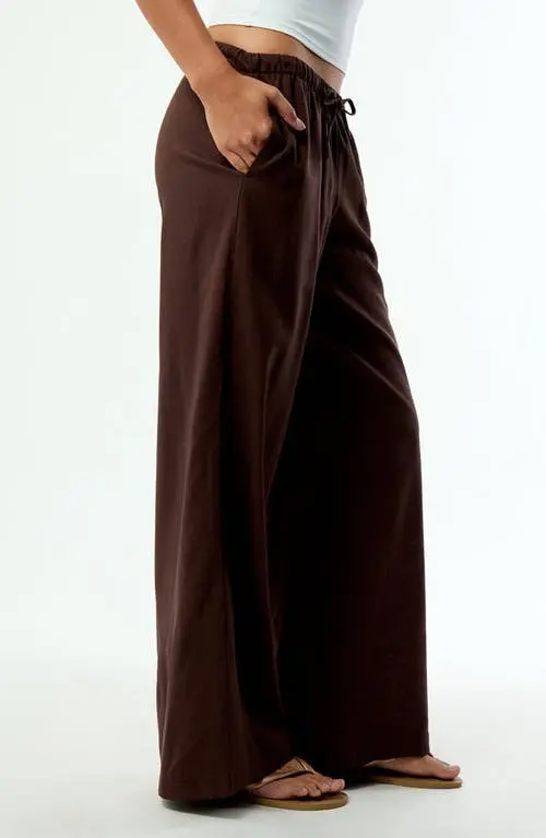 PACSUN Alisa Linen Blend Wide Leg Pants - Brown