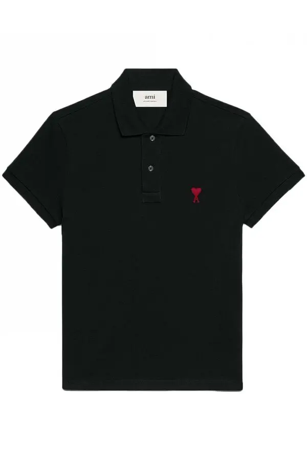 AMI Paris Short-sleeved Polo Shirt - Black