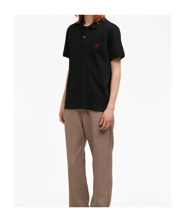 AMI Paris Short-sleeved Polo Shirt - Black
