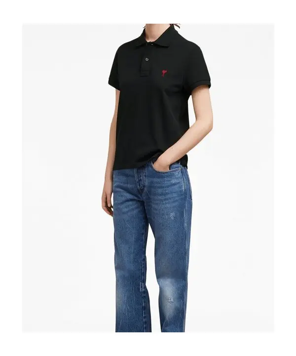 AMI Paris Short-sleeved Polo Shirt - Black