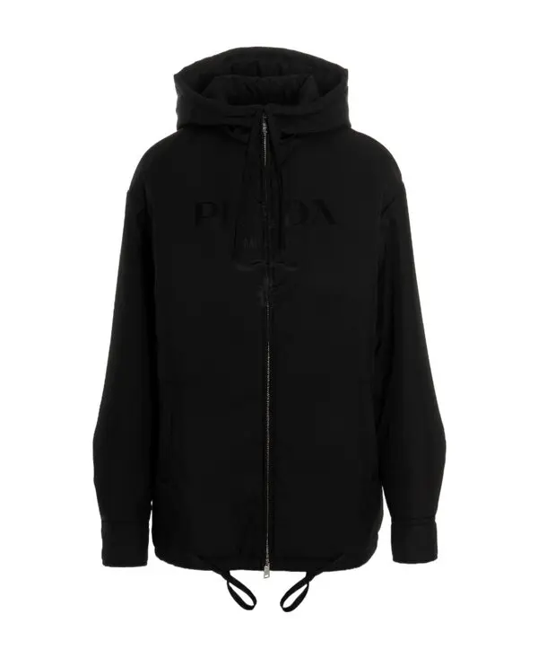Prada Re-nylon Hooded Jacket With Logo Print