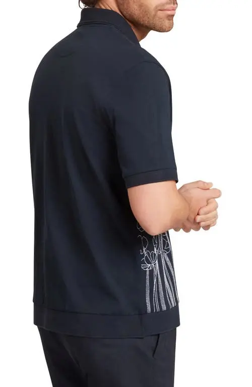 Ted Baker London Actton Embroidered Short Sleeve Knit Button-up Shirt