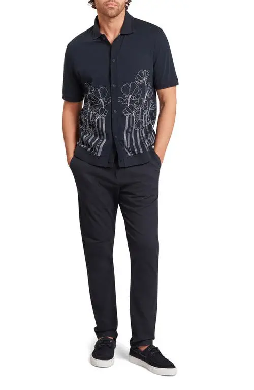 Ted Baker London Actton Embroidered Short Sleeve Knit Button-up Shirt