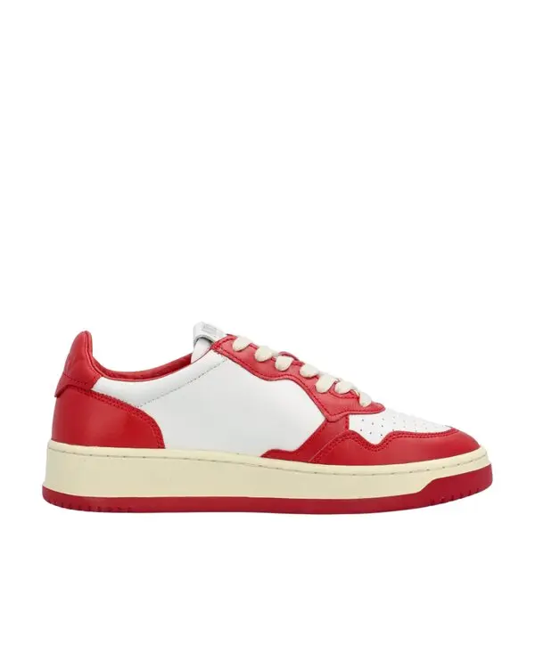 AUTRY Two-tone Leather Low-top Sneakers - Red
